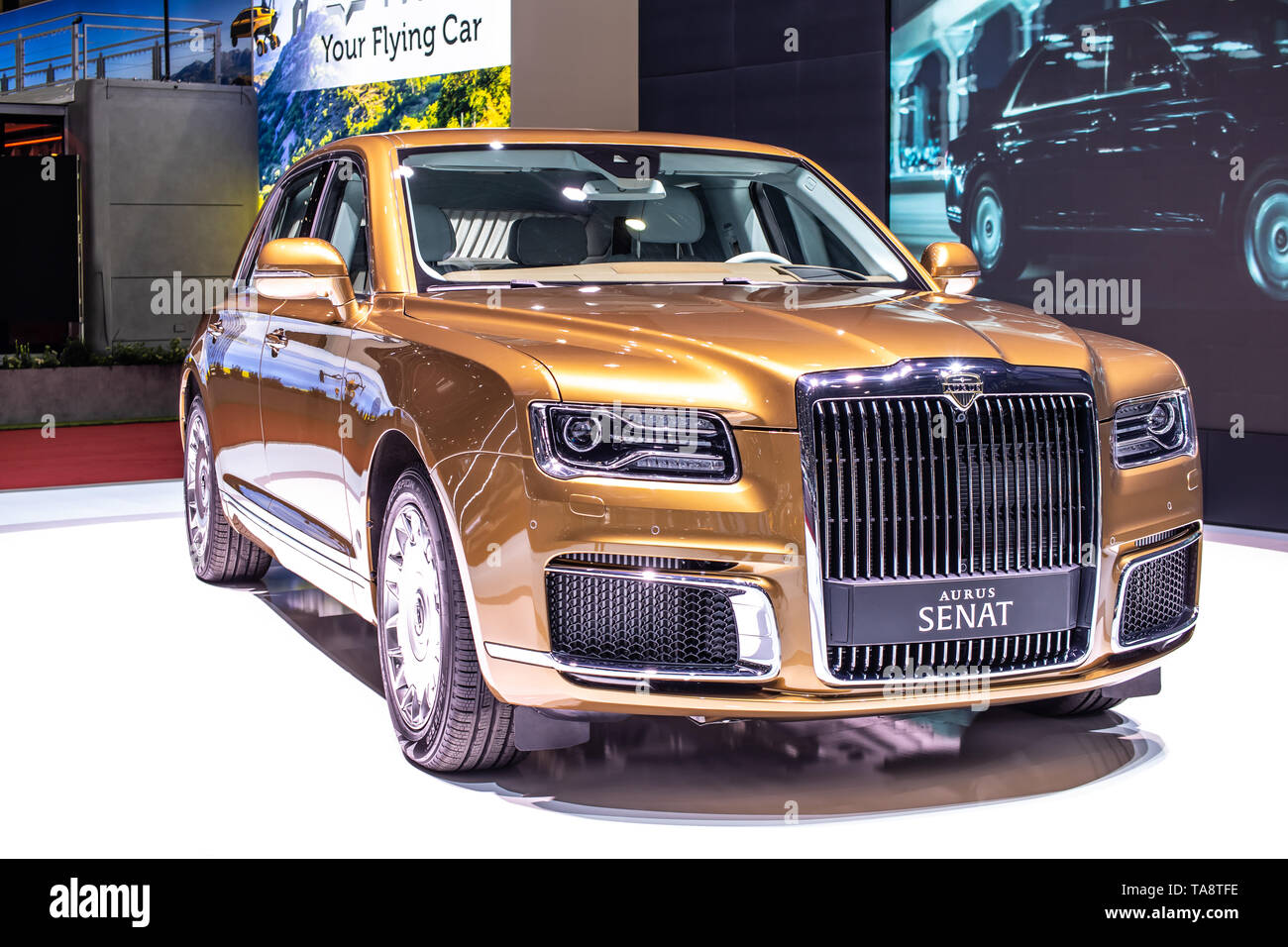 Geneva, Switzerland, March 05, 2019 Aurus Senat car at Geneva ...
