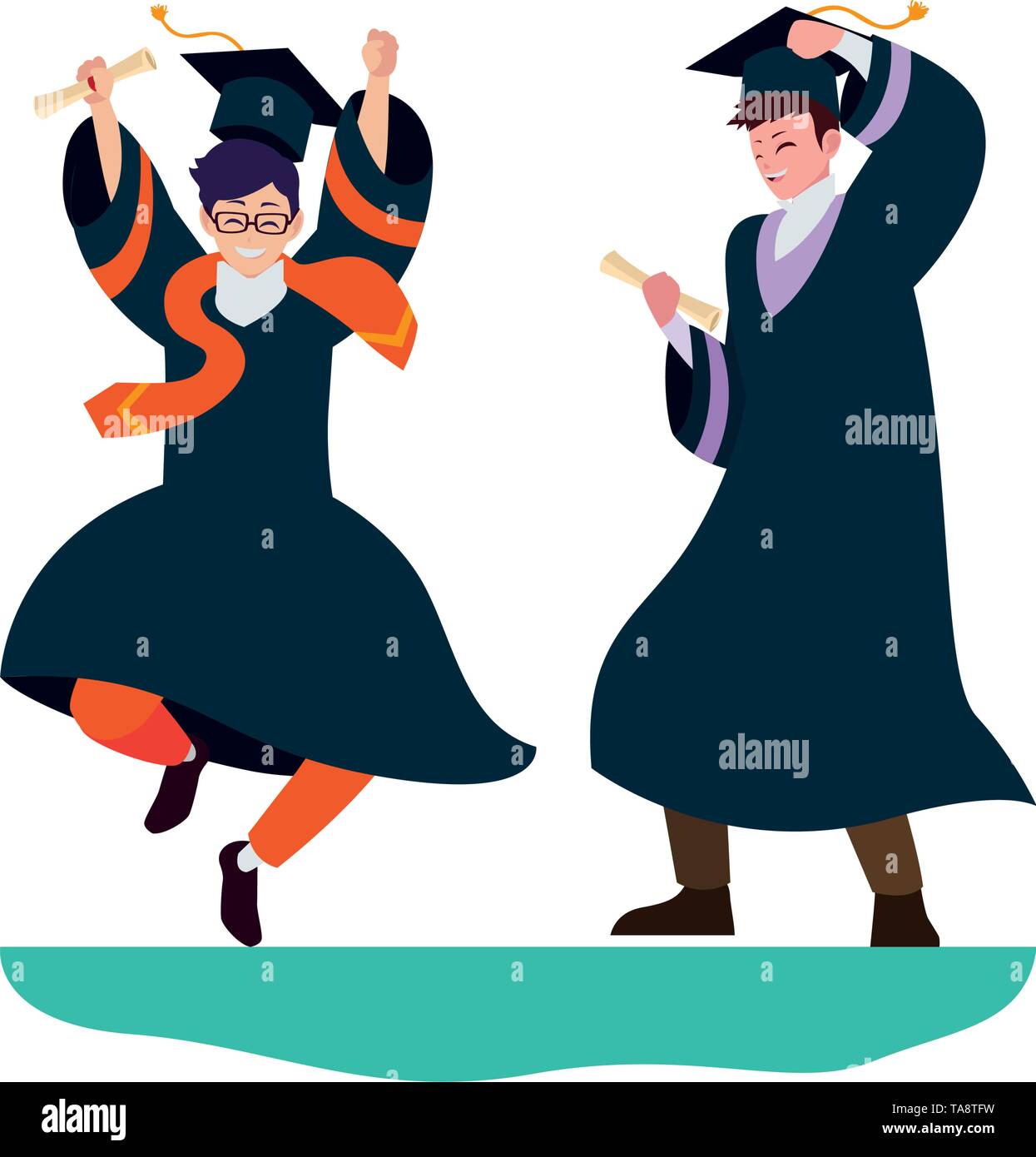 happy students boys graduated celebrating vector illustration design ...
