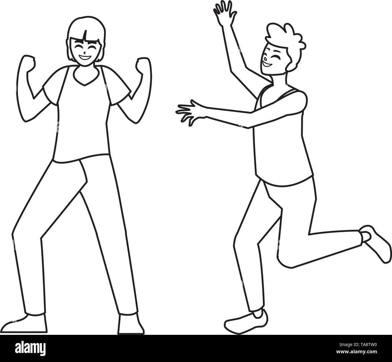 happy young men celebrating characters vector illustration design Stock ...