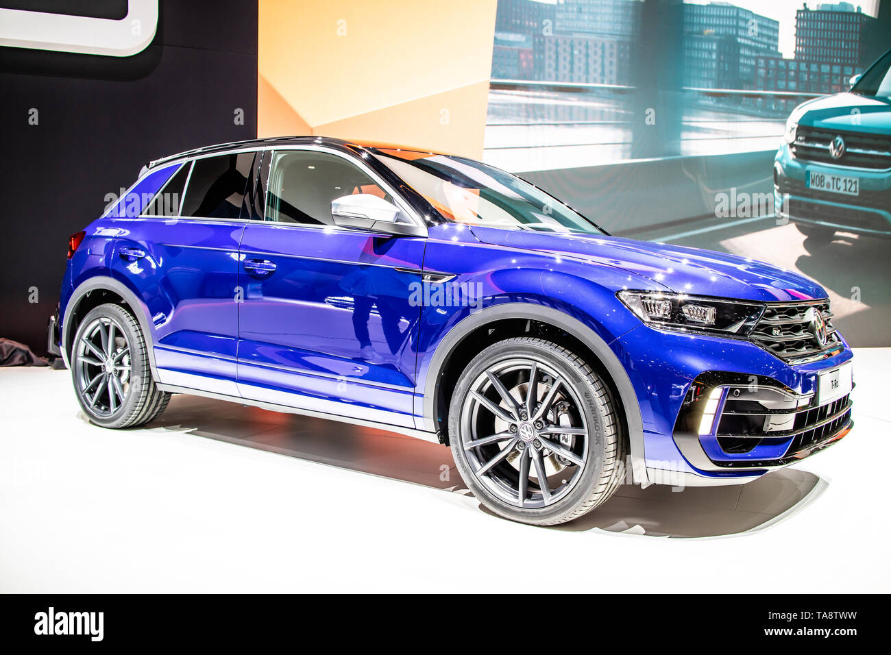 Geneva, Switzerland, March 05, 2019: metallic blue high-performance ...