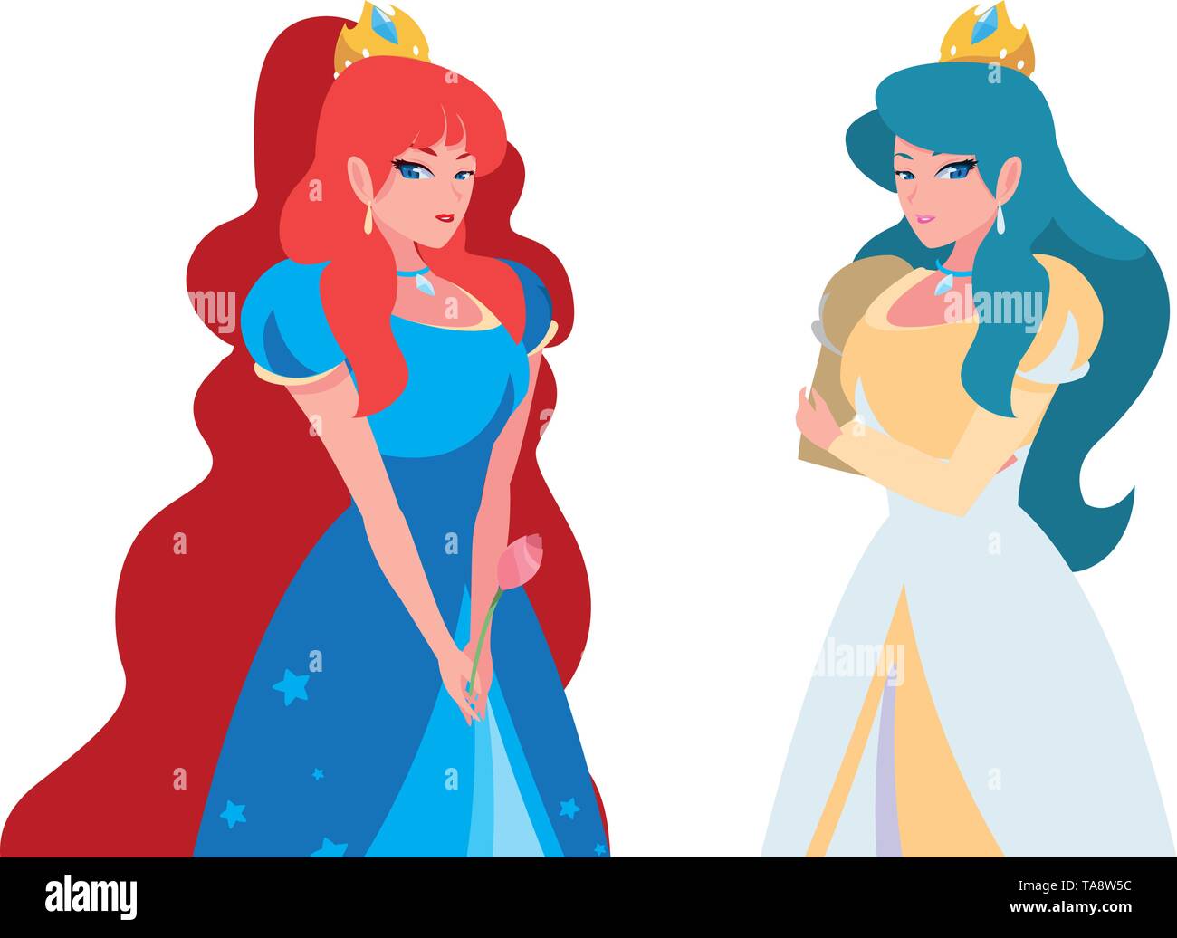beautiful princesses of tales characters vector illustration design ...