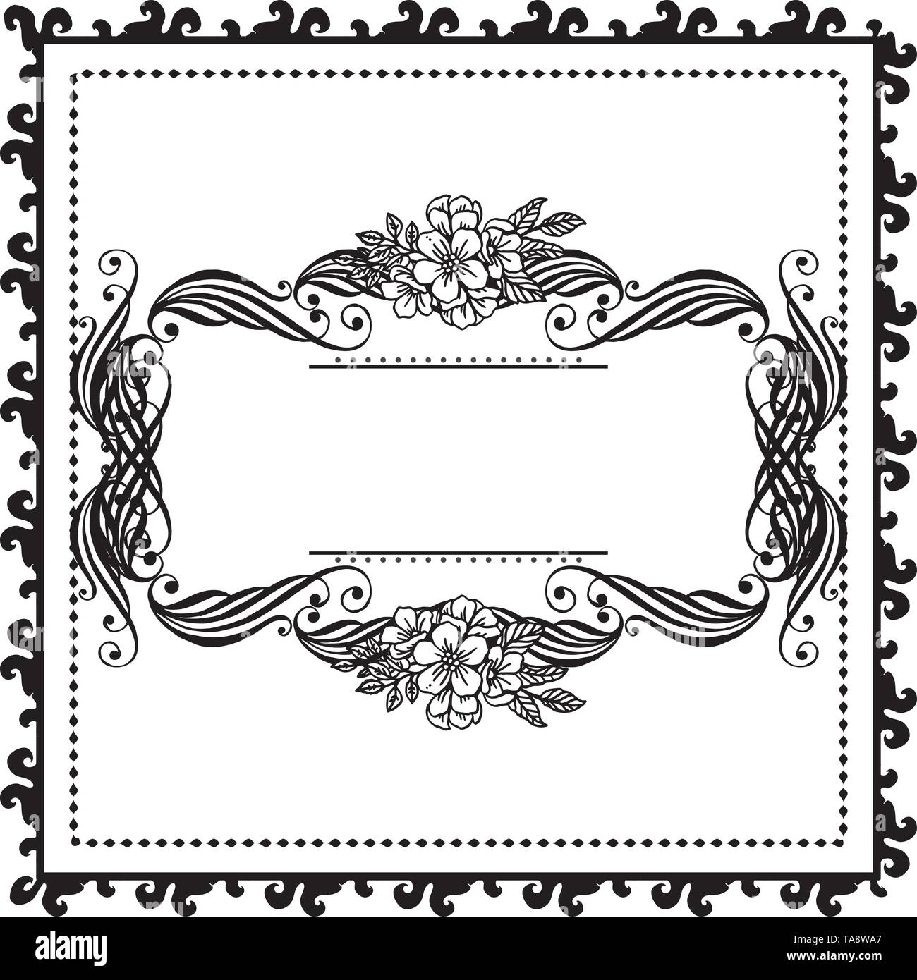 Vector illustration beautiful wreath frame for invitation card hand ...