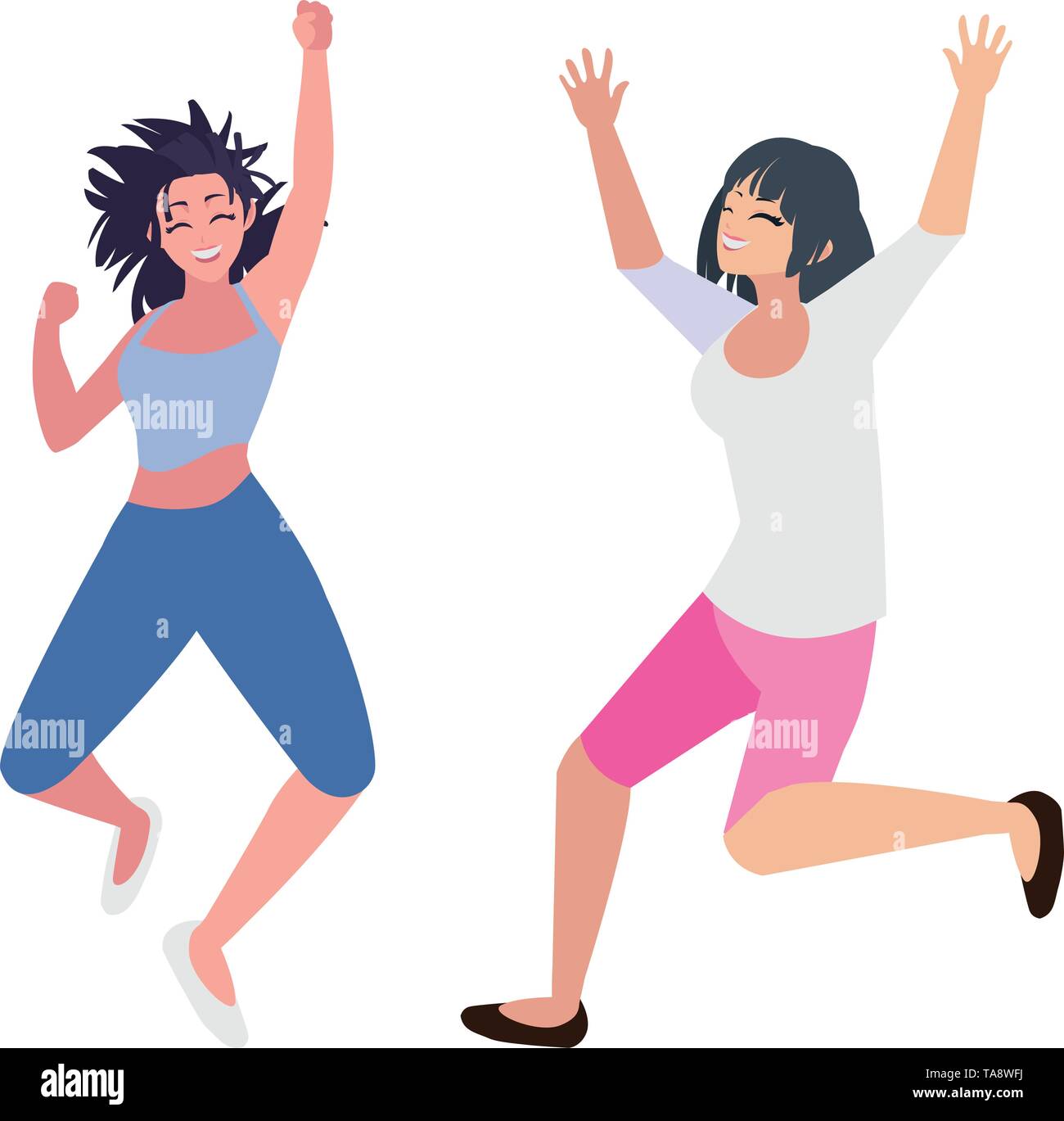 happy young women celebrating characters vector illustration design ...