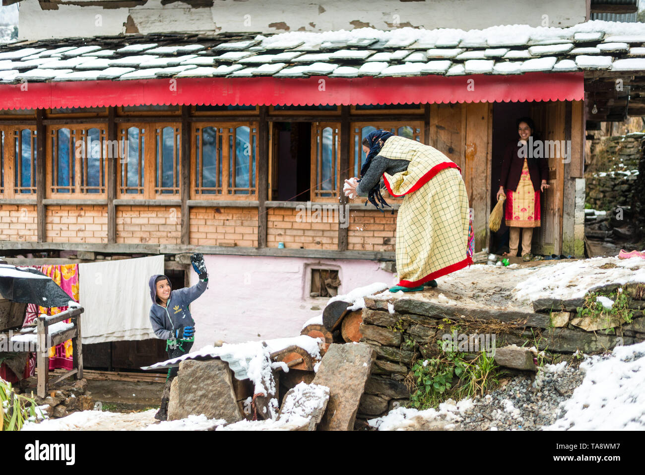 Kullu, Himachal Pradesh, India - January 25, 2019 : himachali woman in ...