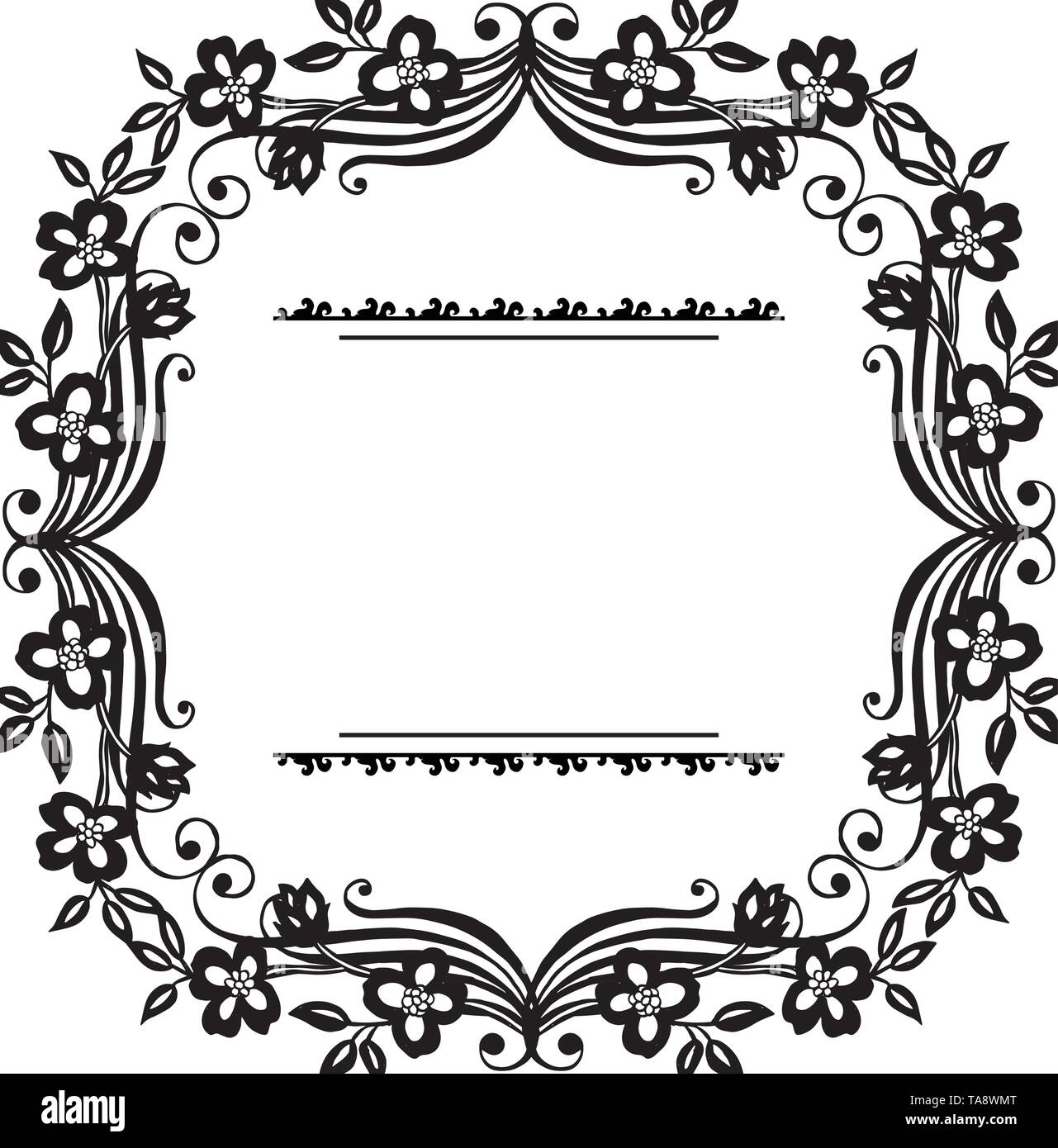 Vector illustration ornate with drawing flower frame hand drawn Stock ...