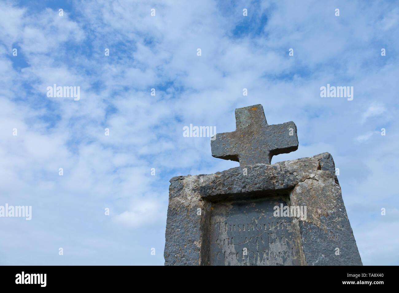 Traditional burial cross. Inishmore Island, Aran Islands, Galway County ...