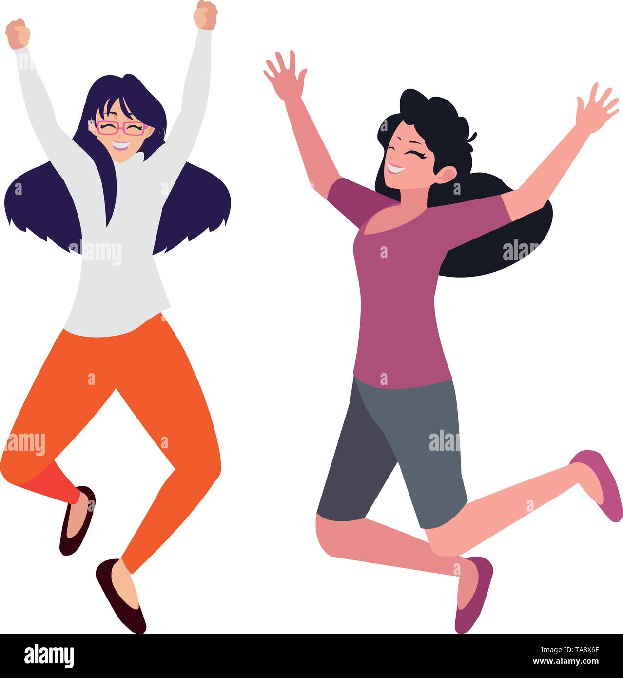 happy young women celebrating characters vector illustration design ...