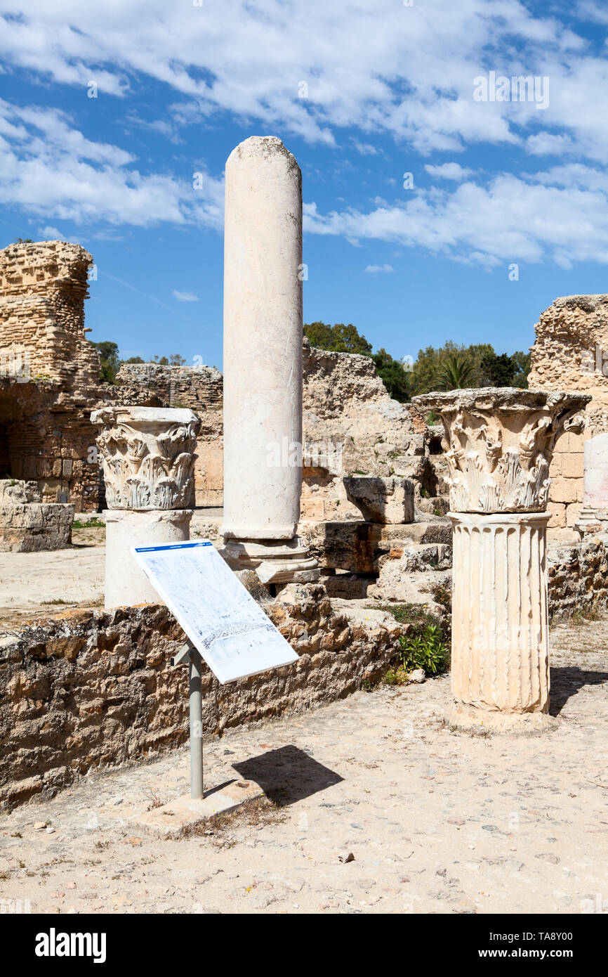 CARTHAGE, TUNISIA, AFRICA-CIRCA MAY, 2012: Corinthian ruins are in ...