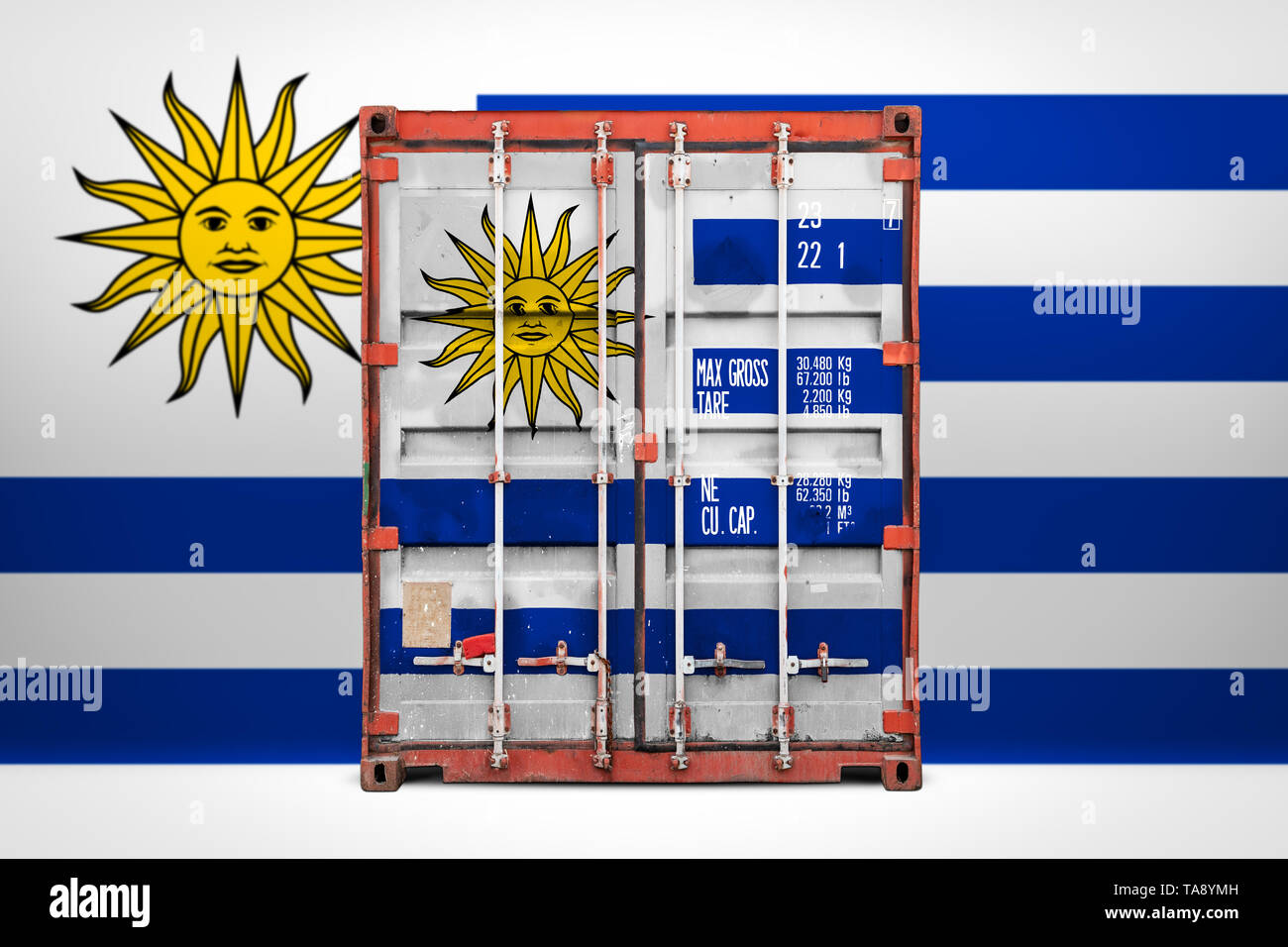 The concept of Uruguay export-import, container transporting and ...
