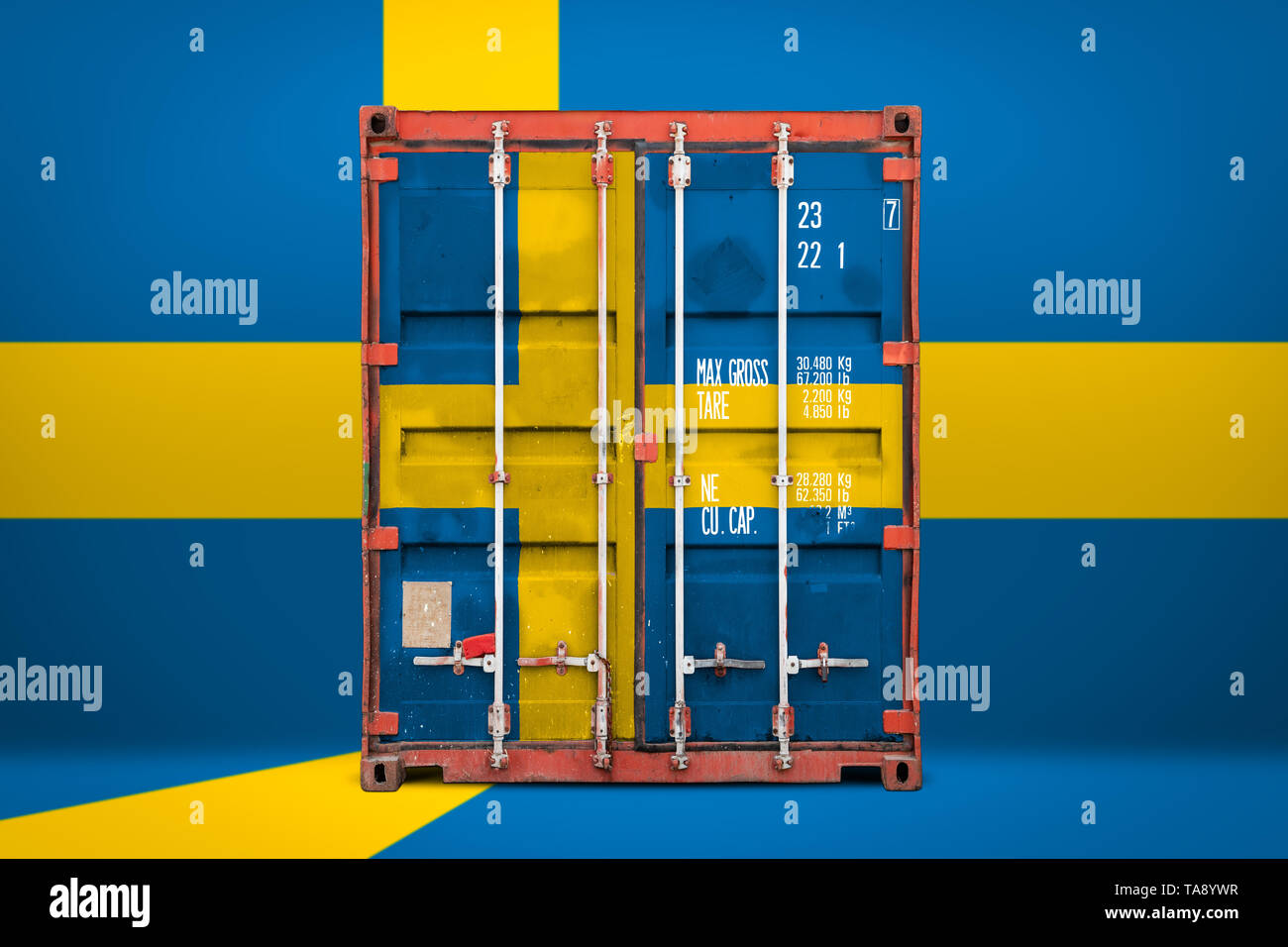 The concept of Sweden export-import, container transporting and ...