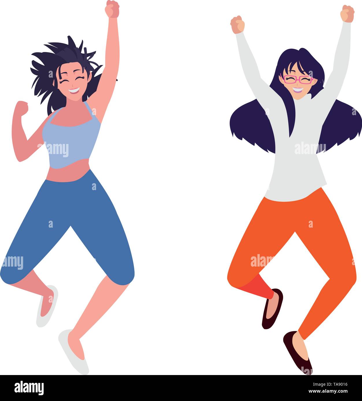 happy young women celebrating characters vector illustration design ...
