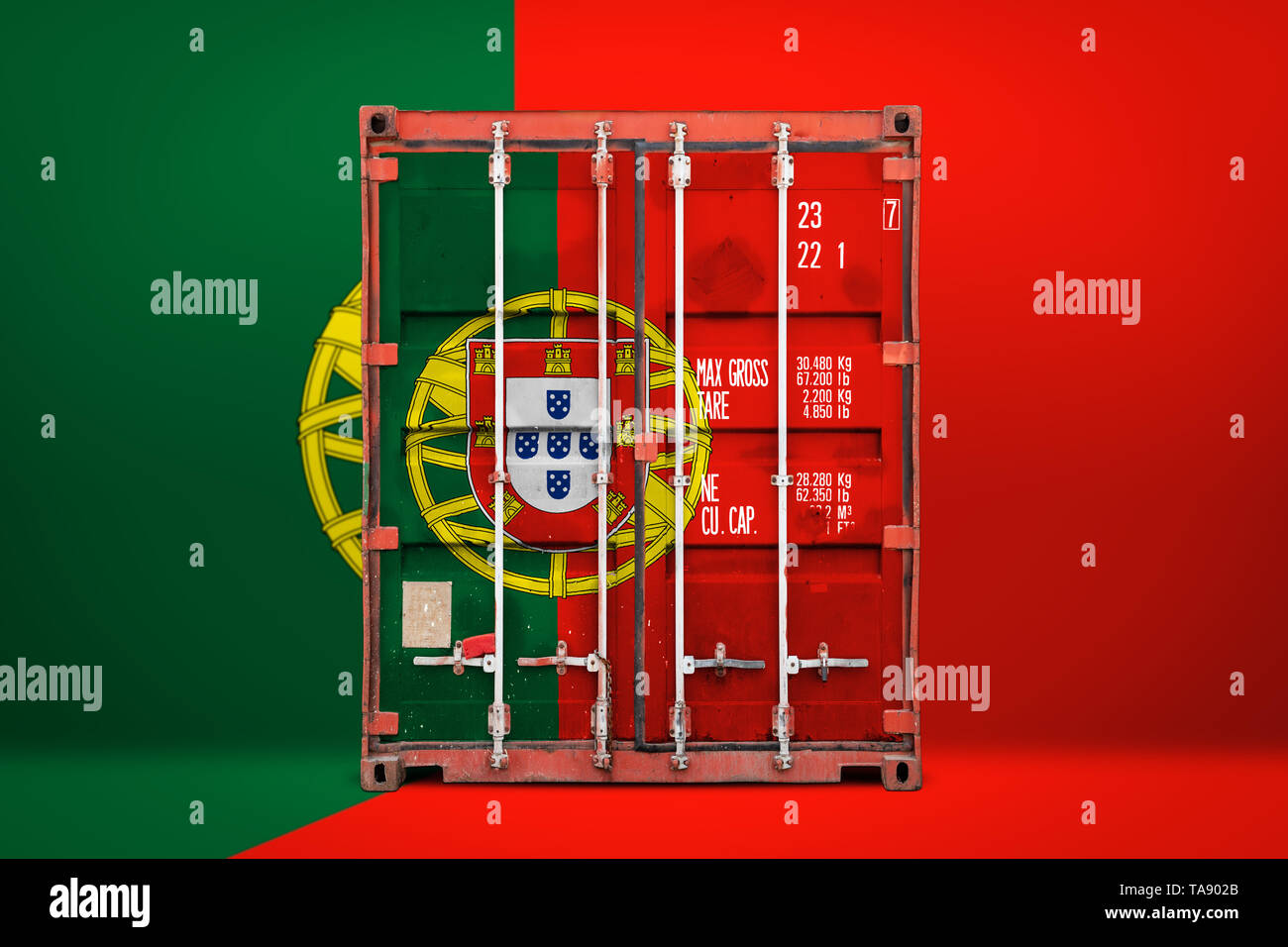 The concept of Portugal export-import, container transporting and ...