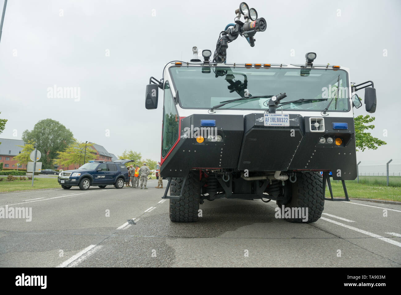 U.S. Airmen, assigned to the 424th Air Base Squadron Fire Detachment ...