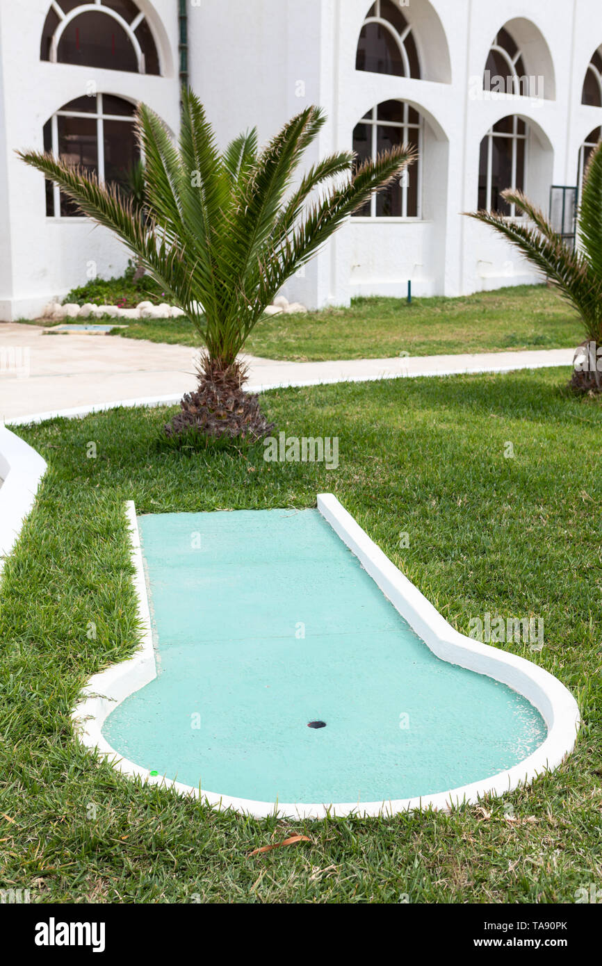 Section of mini golf game is on hotel area, pleasure for visitors and ...