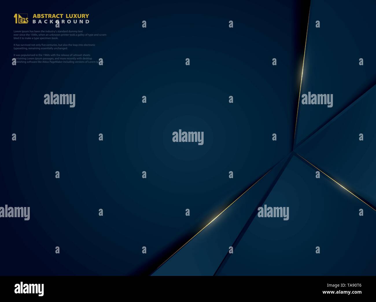 Abstract vector gradient dark blue with golden light line template. You ...