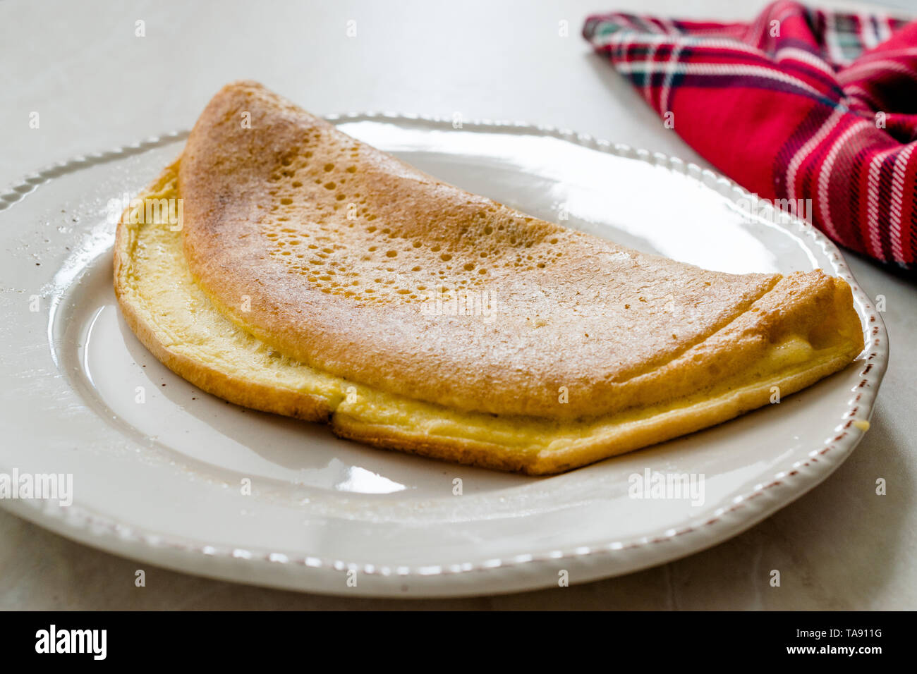Fluffy Omelette Homemade Mont Saint Michel Style for Breakfast. Organic ...