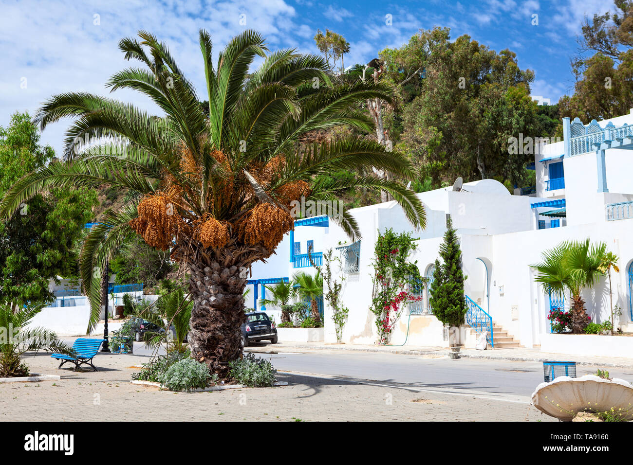SIDI BOU SAID, TUNISIA, AFRICA-CIRCA MAY, 2012: Blue and white ...