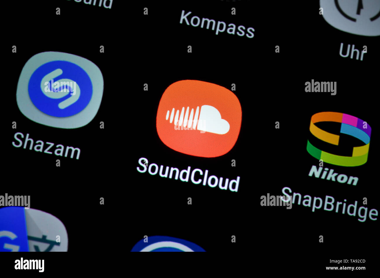 Smartphone, display, ext., Soundcloud, Display, App Stock Photo - Alamy