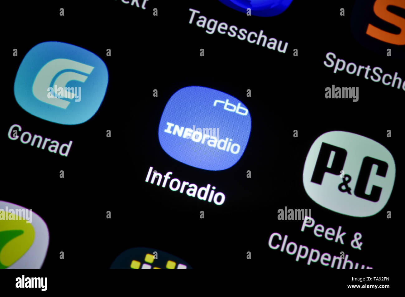 Smartphone, display, ext., info radio, Display, App, Inforadio Stock ...