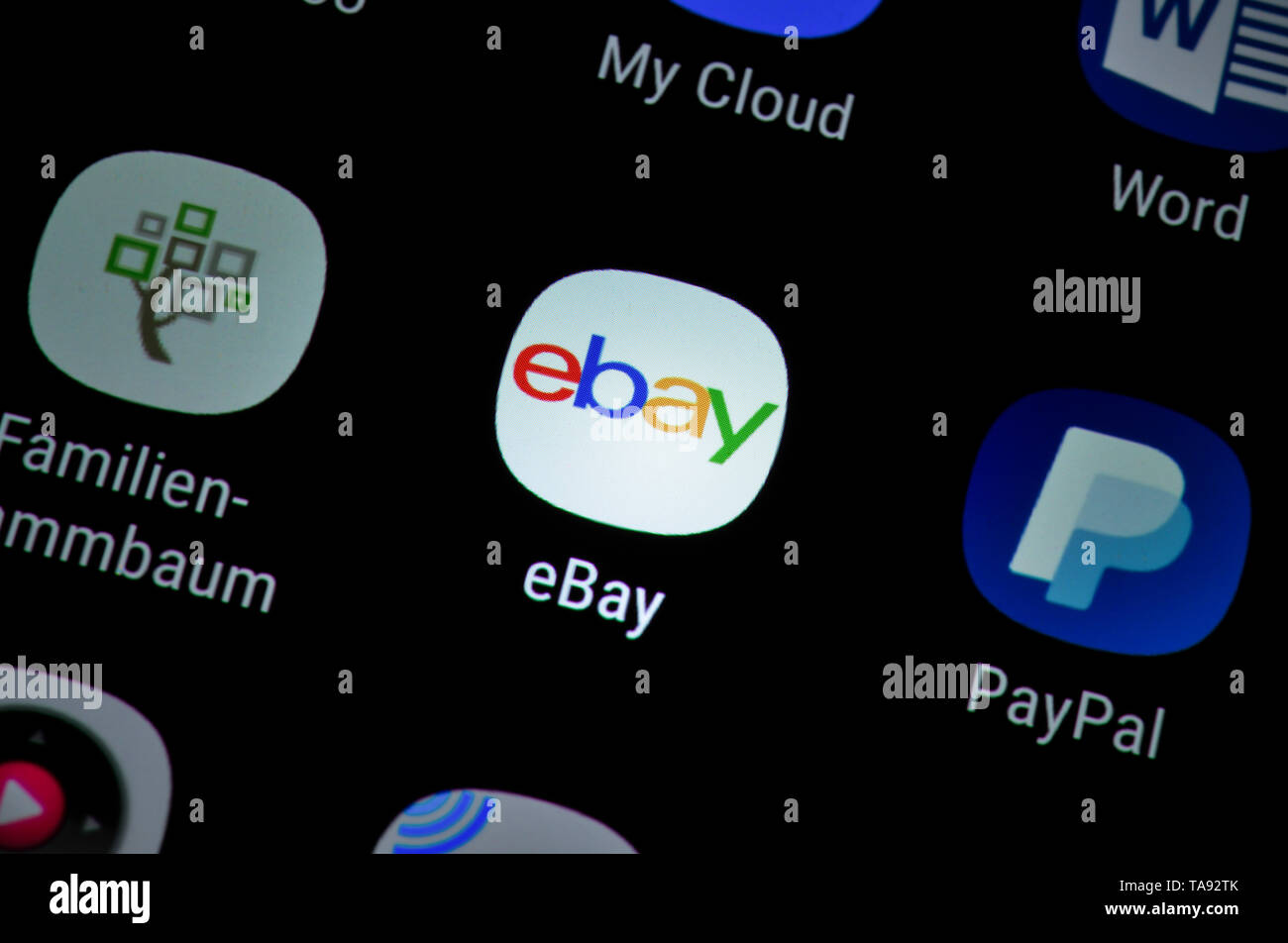 Smartphone, display, ext., Ebay, Display, App Stock Photo - Alamy