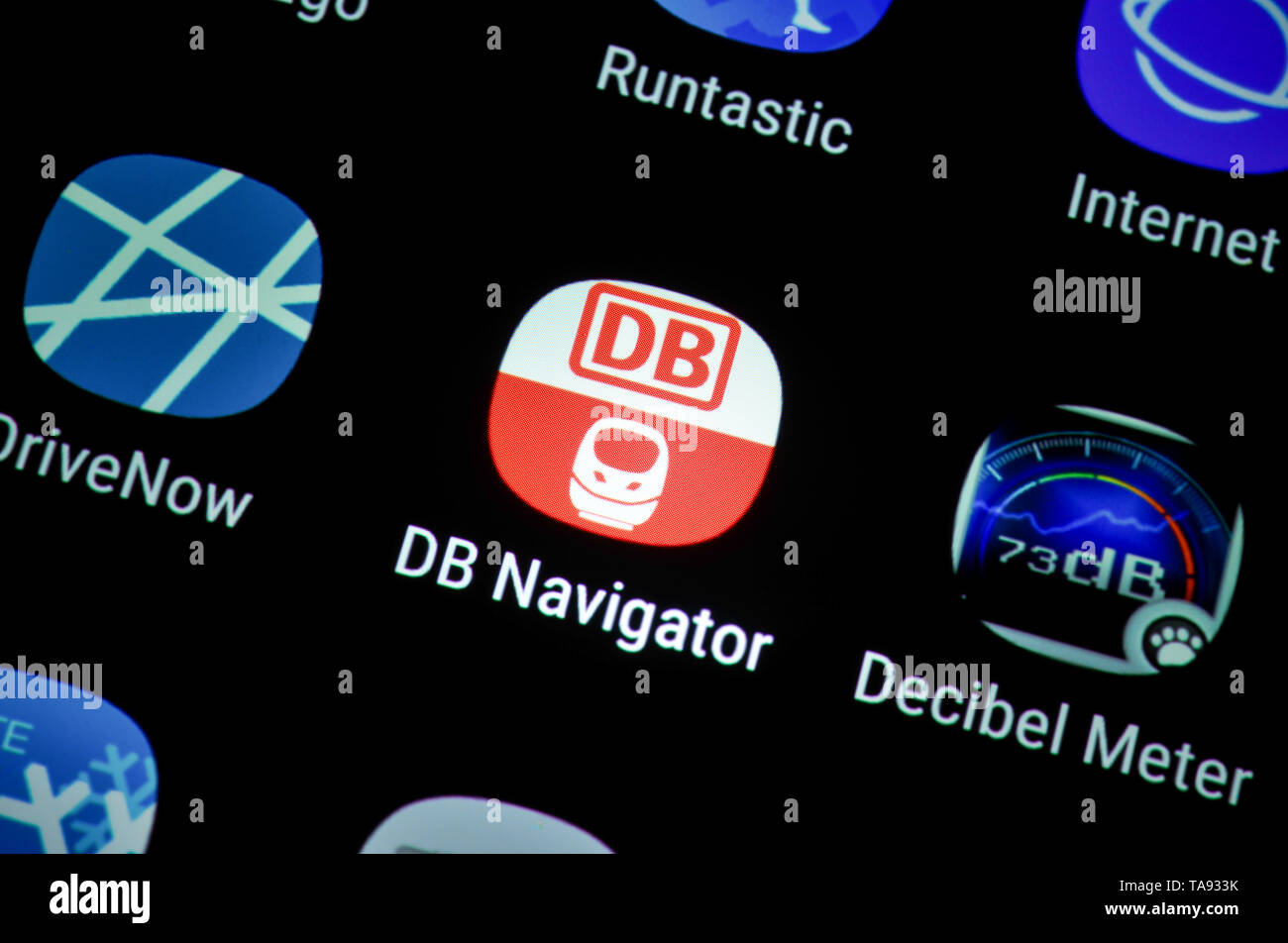 Smartphone, display, ext., German Railways navigator, Display, App, DB ...