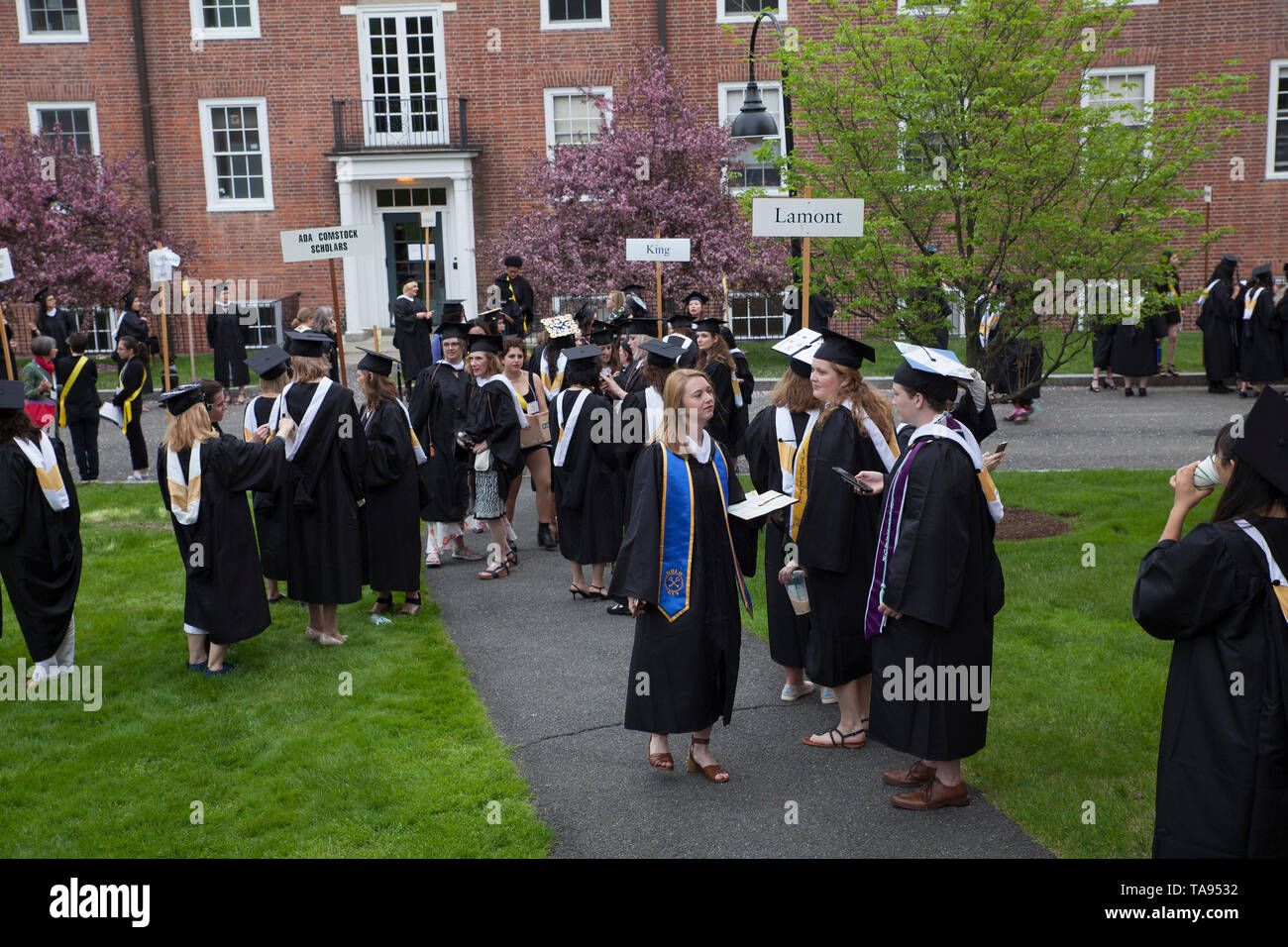 Students lining up for procession for graduation at Smith College in ...