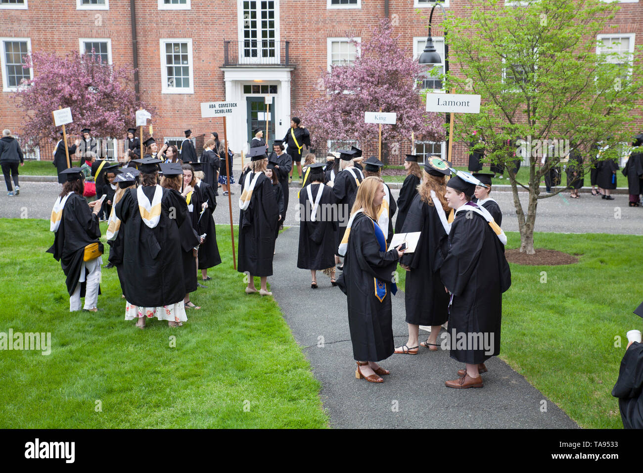 Students lining up for procession for graduation at Smith College in ...
