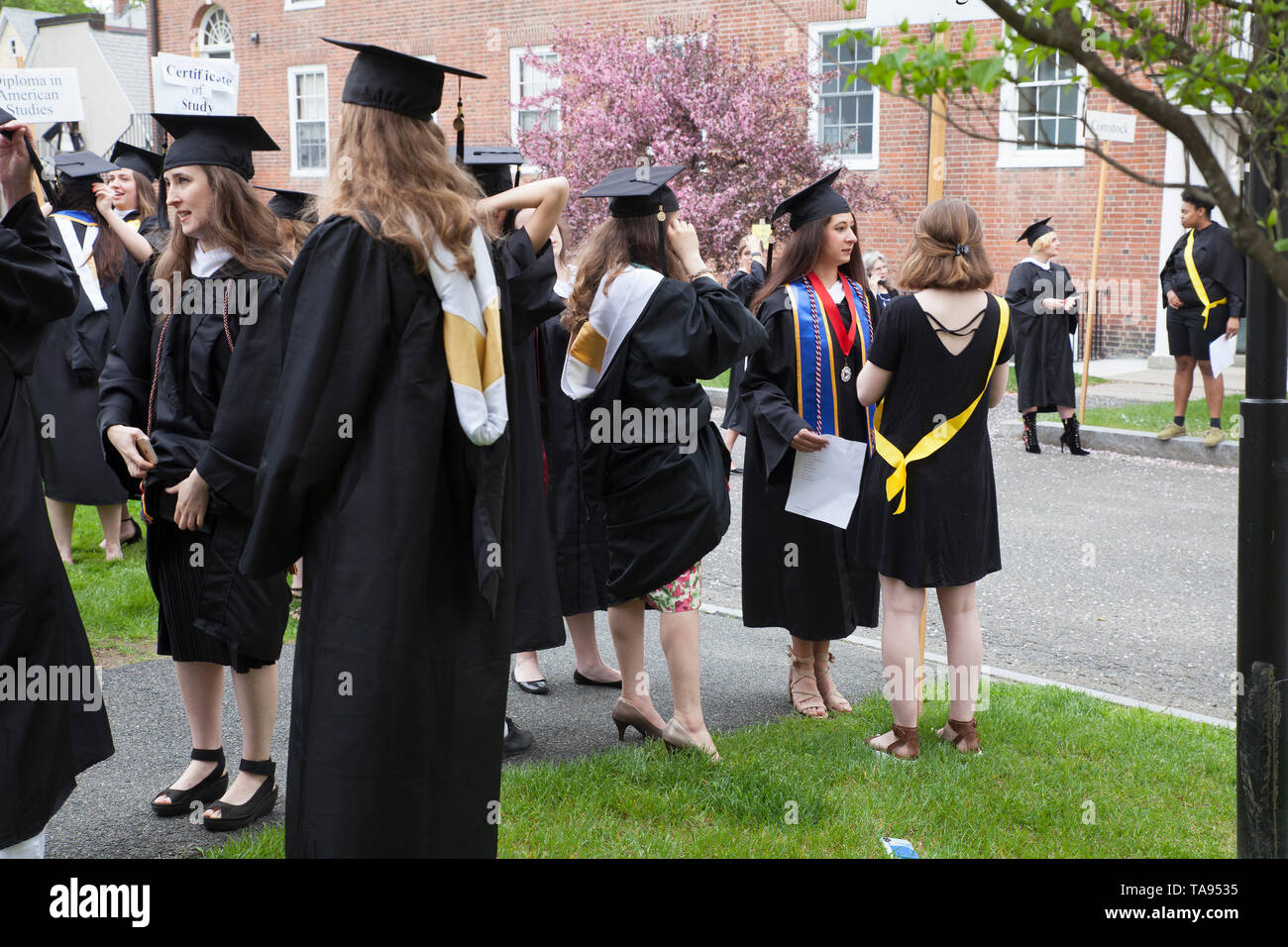 Students lining up for procession for graduation at Smith College in ...