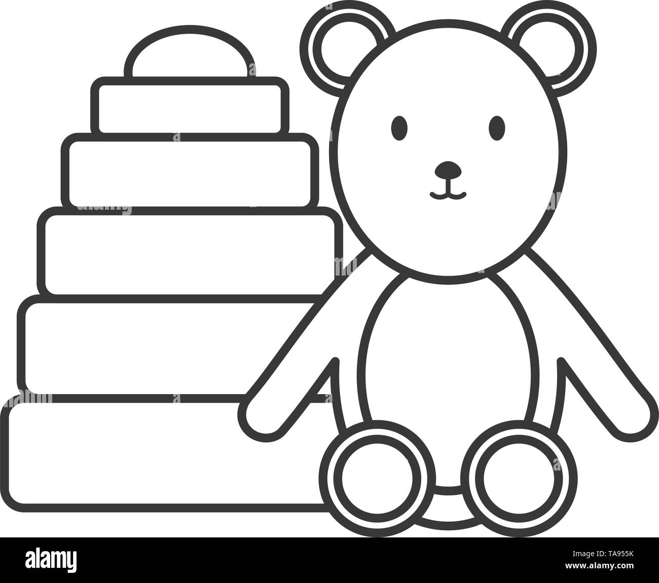 little bear teddy with pile blocks colors vector illustration design ...