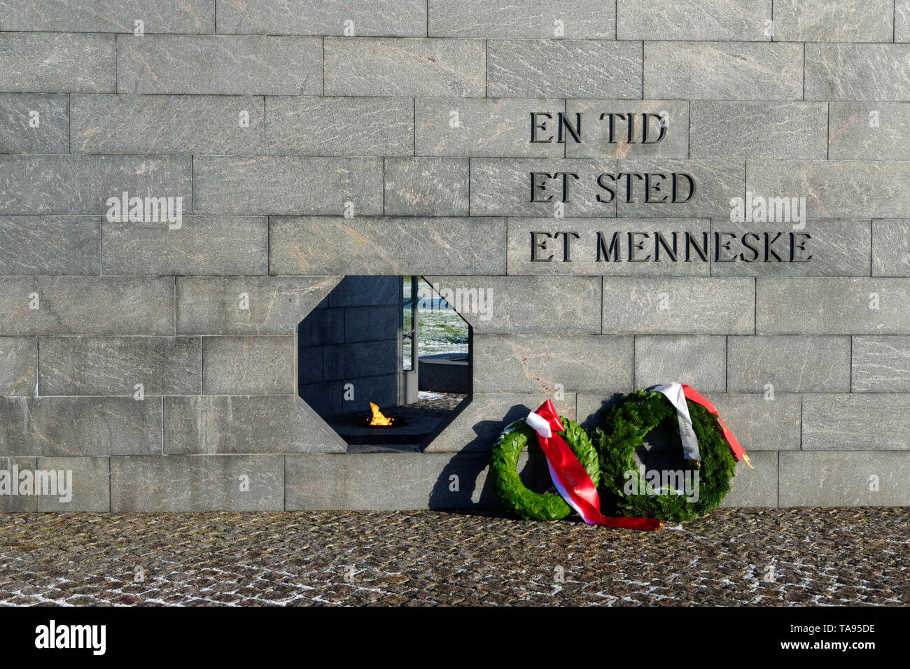 Memorial and eternal flame at Kastellet, Copenhagen, Denmark ...