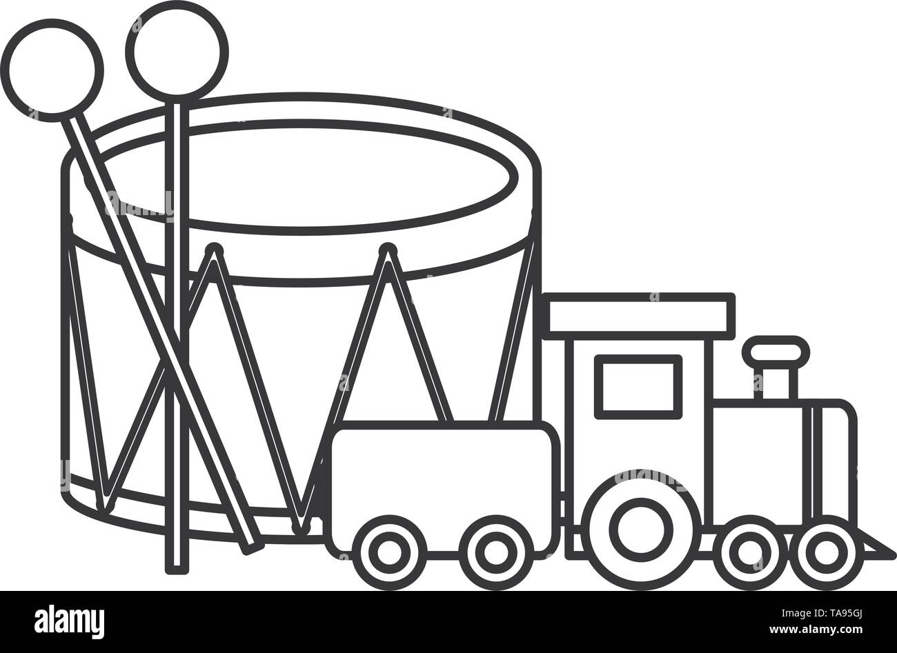 drum musical with little train vector illustration design Stock Vector ...