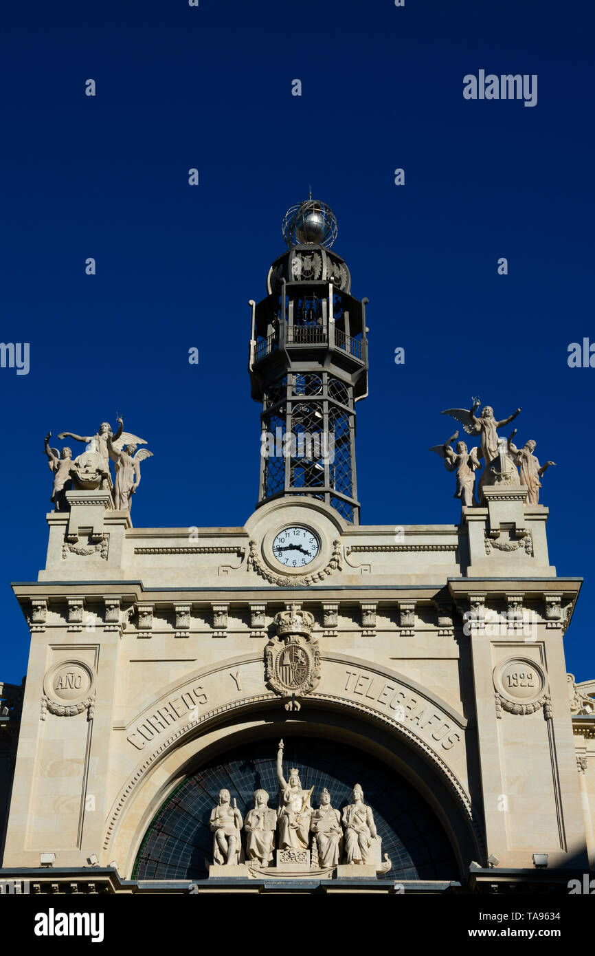 Valencia, Spain. February 5, 2019. Post and telegraph building (Oficina ...