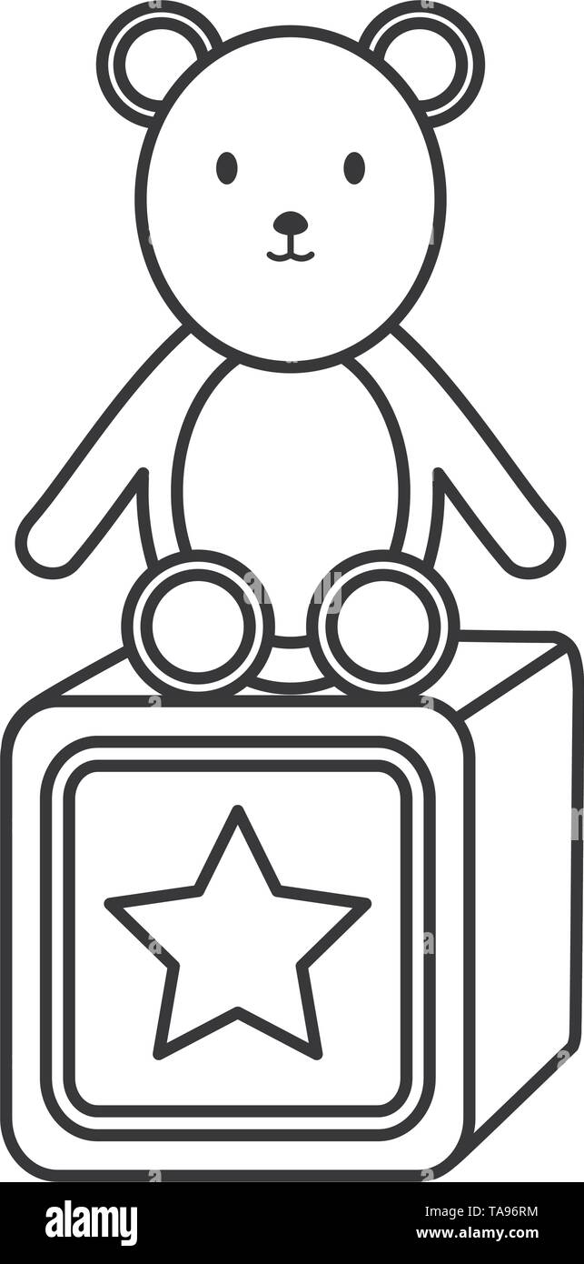 little bear teddy with block vector illustration design Stock Vector ...