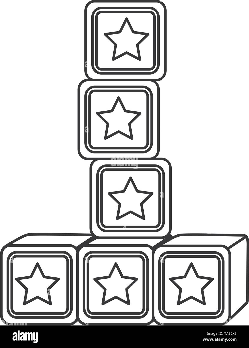 cubes blocks with stars toys entertainment vector illustration design ...
