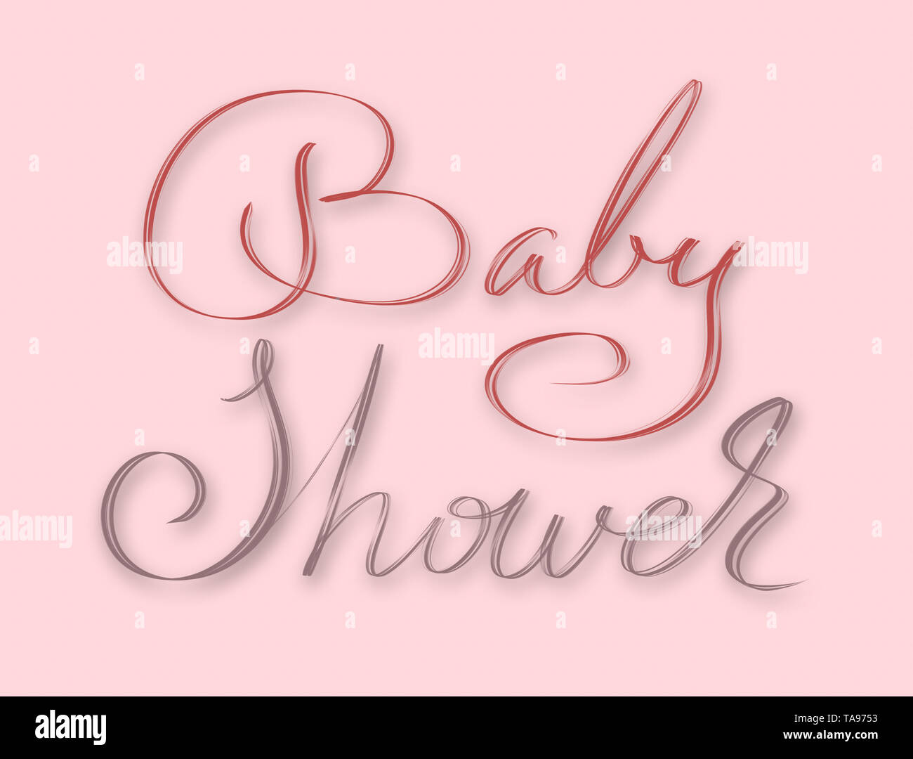 Baby Shower - elegant hand lettering on pink background for invitations ...