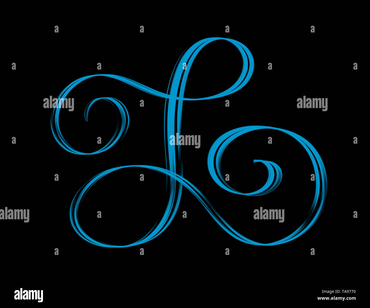 Capital L in blue color glowing on black background - hand lettering ...