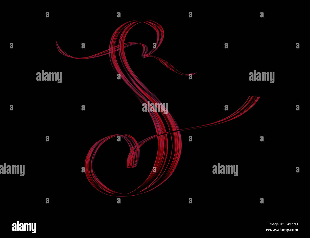 Capital letter S - glowing brush lettering on black background Stock ...