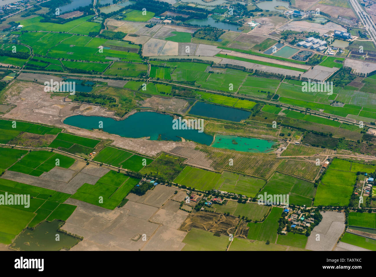 Bird eye view or top corner photo There are tons of green trees and ...