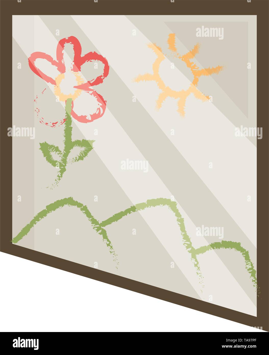 square picture with cute landscape painted vector illustration design ...