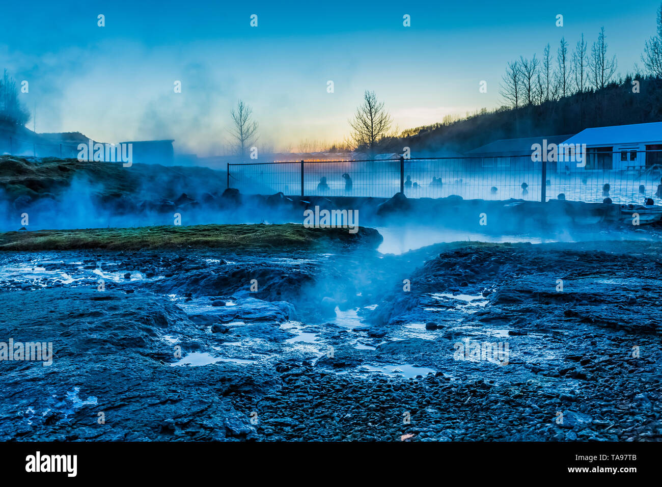 Litli Geyser spouts about every 5-10 minutes at Secret Lagoon, a ...