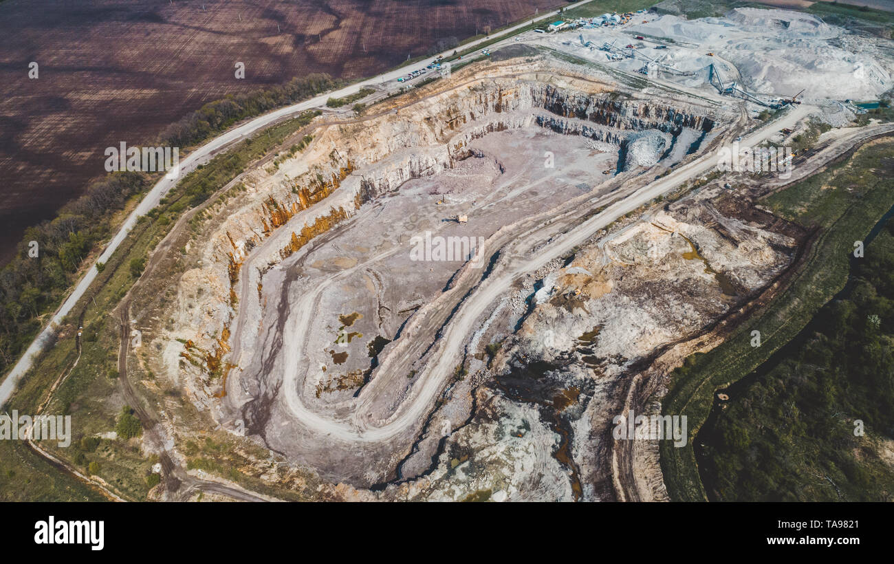 Aerial view of the granite quarry Stock Photo - Alamy