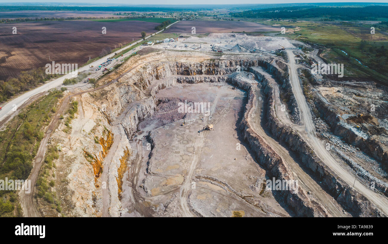 Aerial view of the granite quarry Stock Photo - Alamy