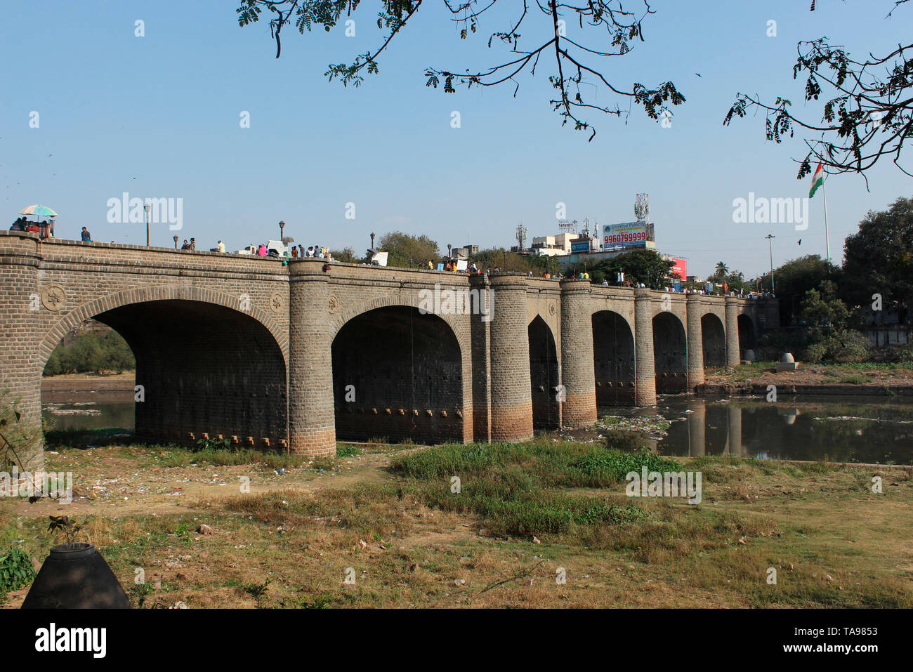 PUNE, MAHARASHTRA, February 2019, People at Chatrapati Shivaji bridge ...