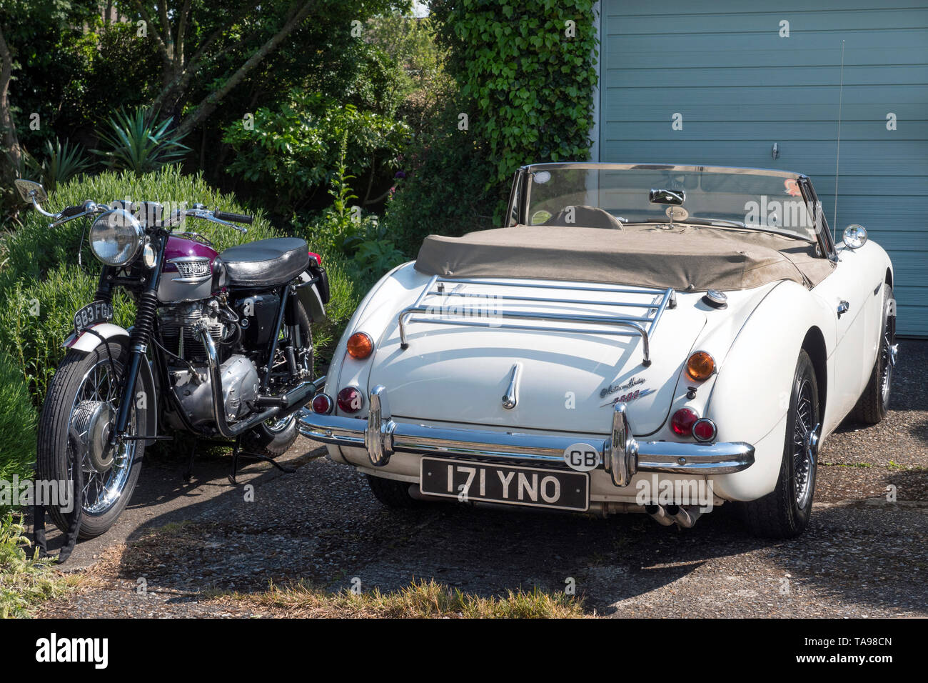 1963 Triumph Trophy Motorcycle with a 1965 Austin Healey 3000MKIII ...