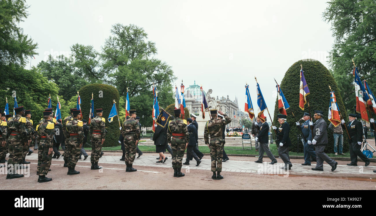 STRASBOURG, FRANCE - MAY 8, 2017: US, German French soldiers at ...