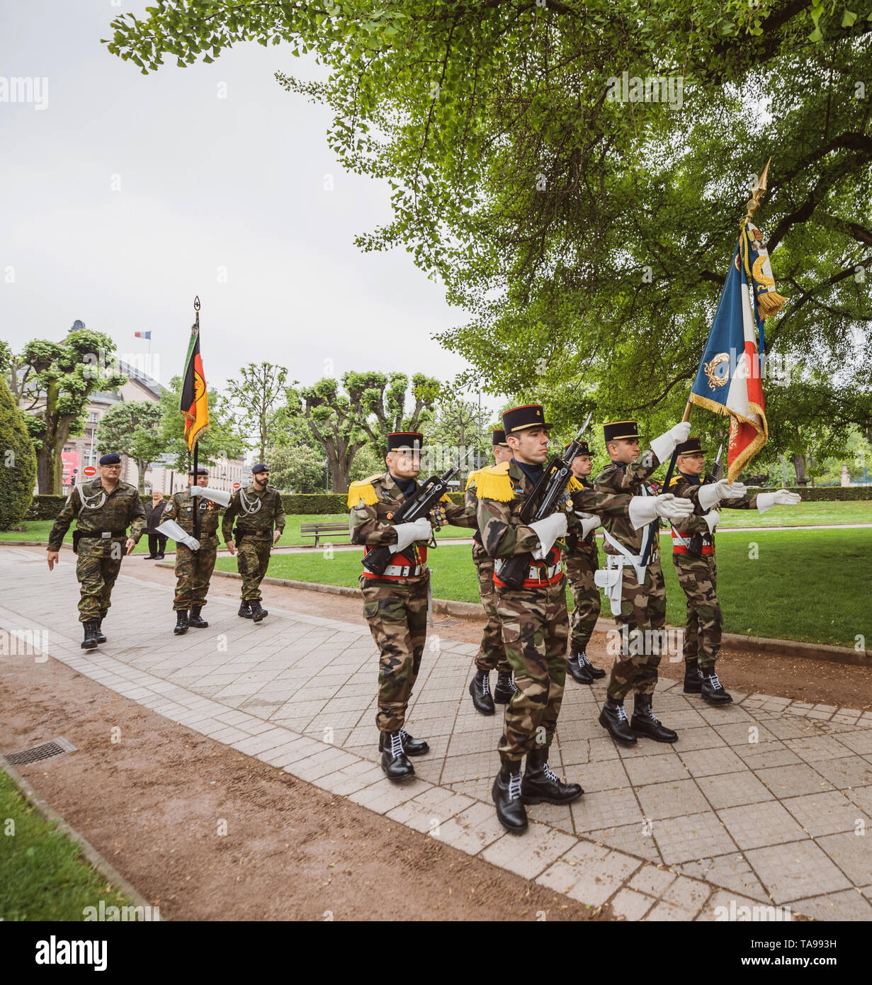 STRASBOURG, FRANCE - MAY 8, 2017: French and German soldiers at ...