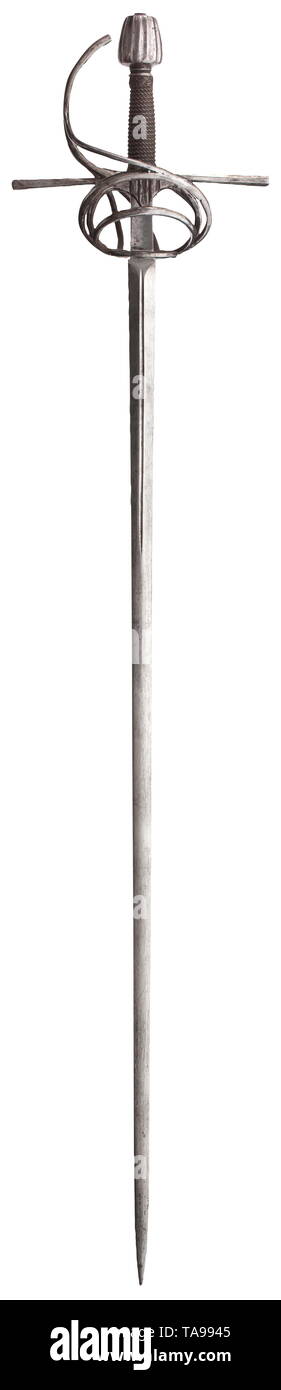 A German military rapier, circa 1600 Double-edged blade, the base with ...