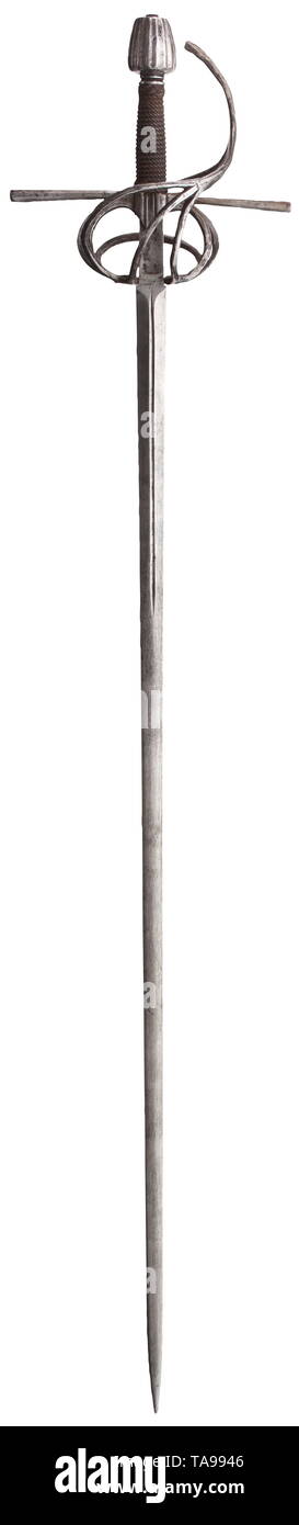 A German military rapier, circa 1600 Double-edged blade, the base with ...