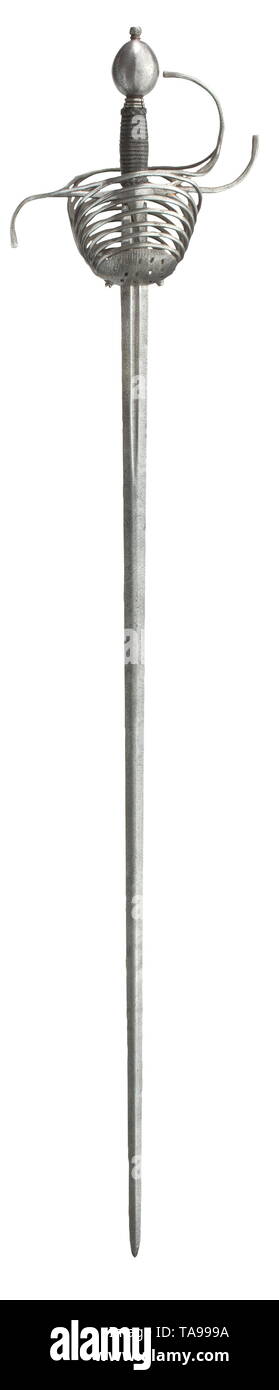 An Italian rapier with seven-bar hilt, circa 1630 Double-edged blade of ...