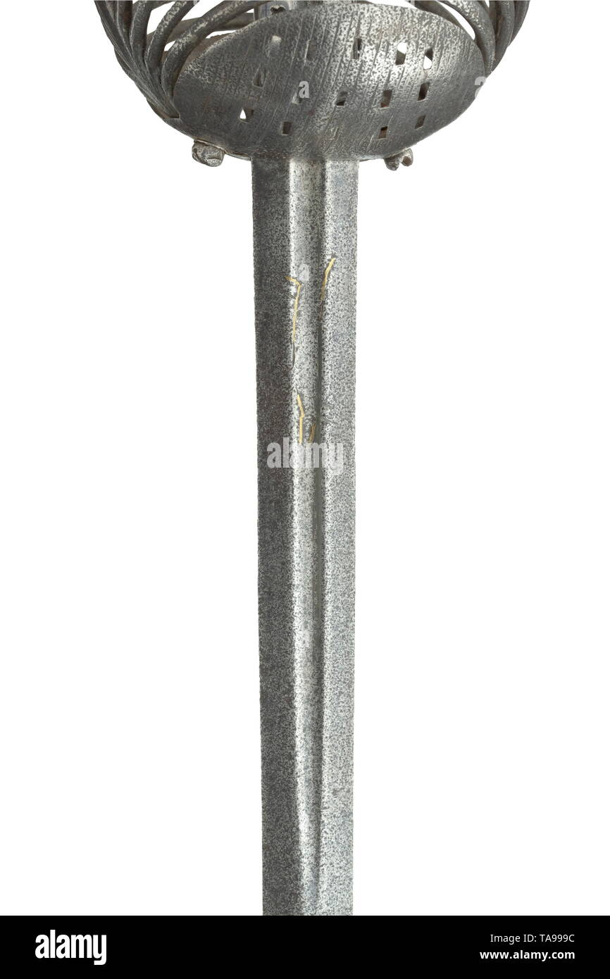 An Italian rapier with seven-bar hilt, circa 1630 Double-edged blade of ...